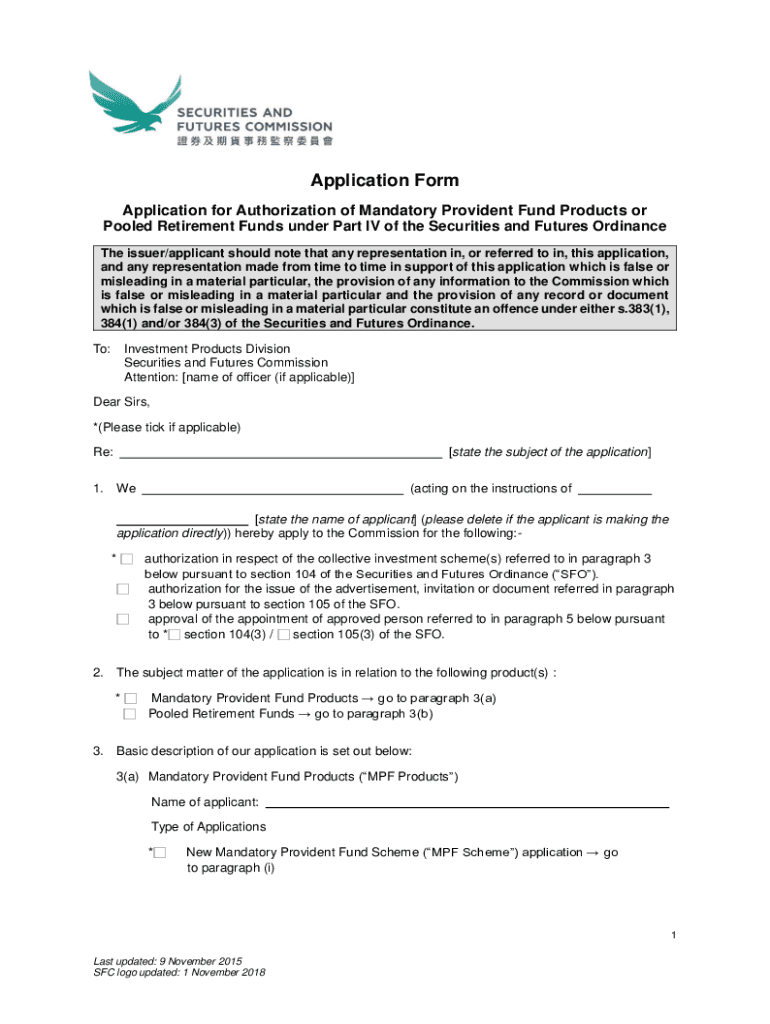 Fillable Online Application Form - SFC Fax Email Print - pdfFiller