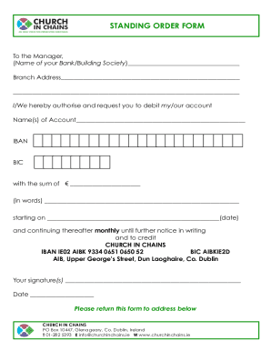 Fillable Online STANDING ORDER SET-UP FORM - Protestant Aid Fax Email ...