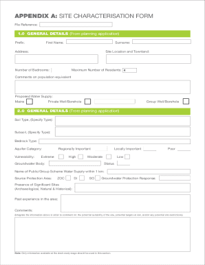 Fillable Online SITE CHARACTERISATION FORM COMPLETING THE FORM Fax ...