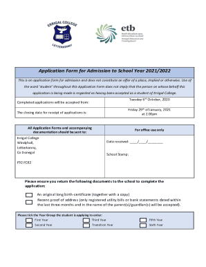 Fillable Online Application Form for Admission to School Year 2022/2023 ...