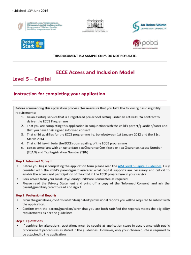 Fillable Online AIM Level 5 Capital-Sample Application Form Fax Email ...
