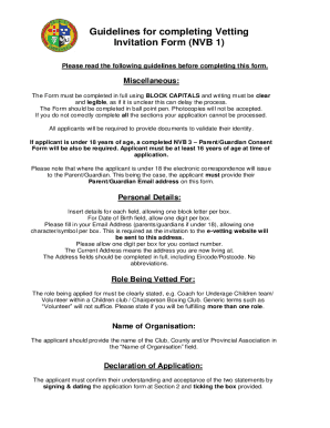 Fillable Online Guidelines for completing Vetting Fax Email Print ...