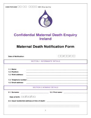 Fillable Online Ireland's Maternal Death Rate - Depends on who you are ...