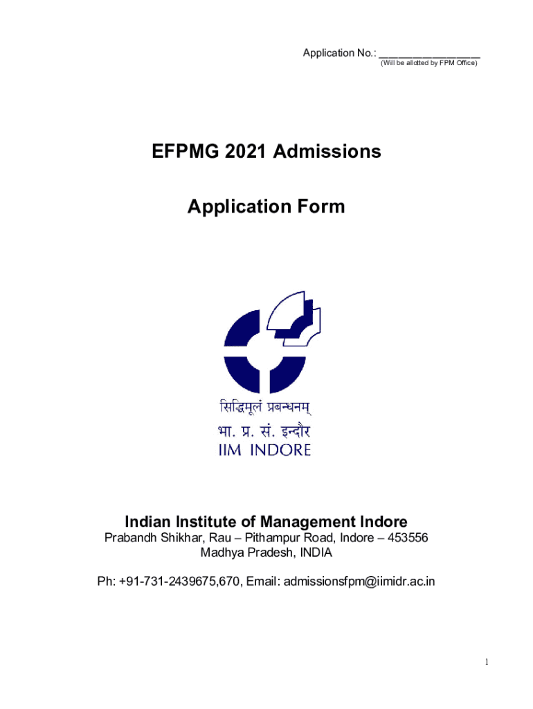 Fillable Online Indian Institute of Management Indore Application Form ...
