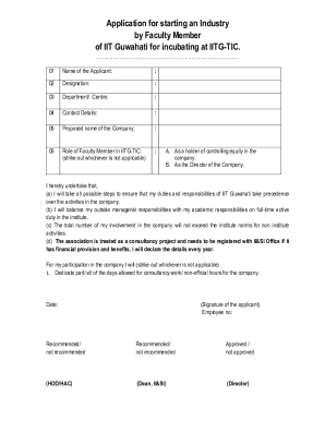 Fillable Online Form No. II&SI-M8 APPLICATION TO START A COPMPANY FOR ...