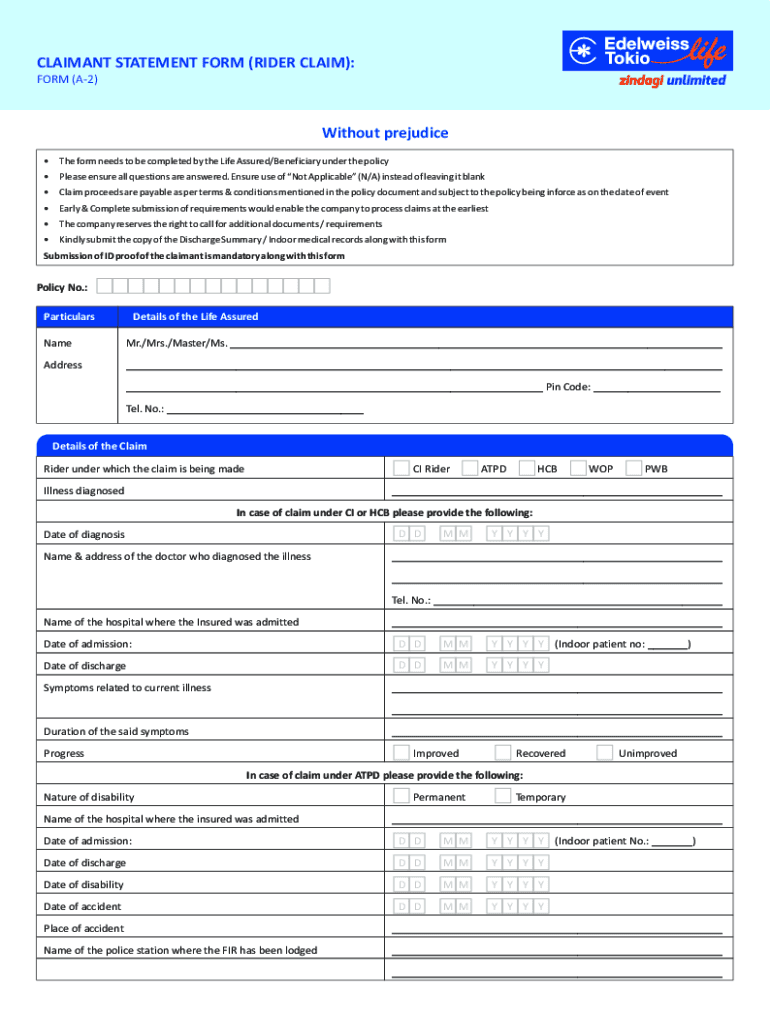 Fillable Online 1S Claimant Statement Form (Health Claims)PDFCheque ...