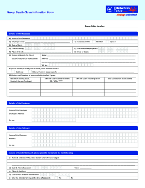Fillable Online Death Claim Form - TATA AIA Life Insurance Fax Email ...