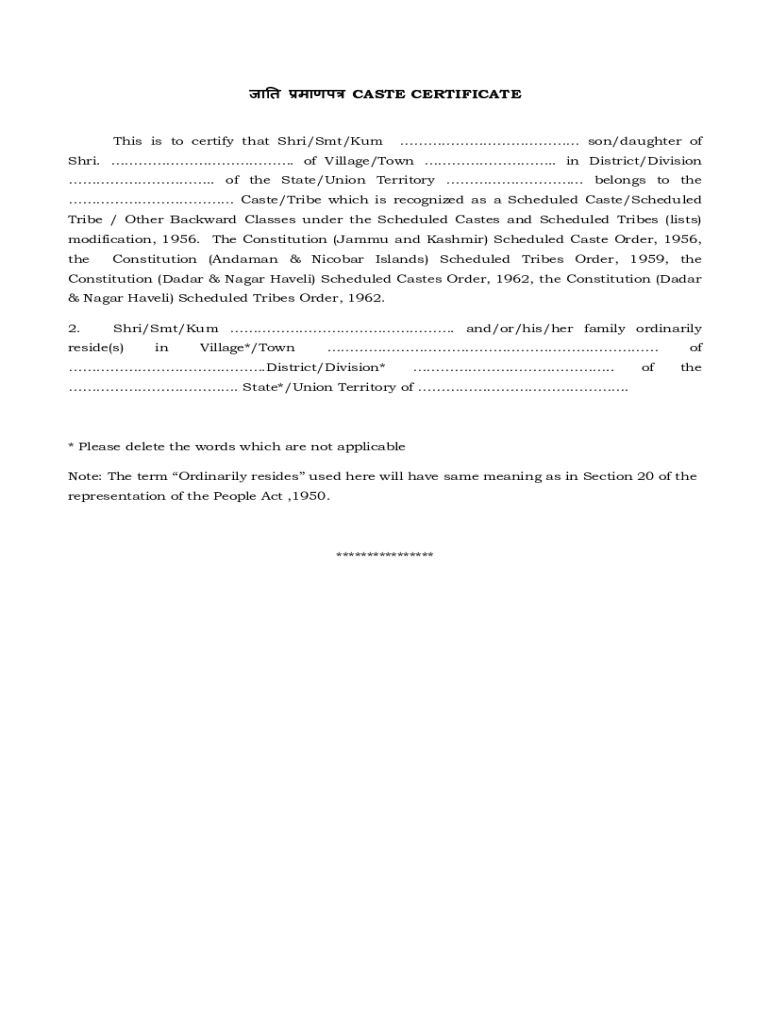 Community Letter Head Caste Proforma Template - Fill Online, Printable ...