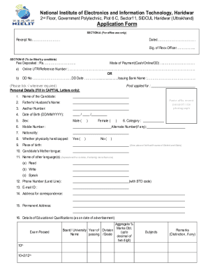 Fillable Online Sr. No. Application Number Name Father's Name - nielit ...