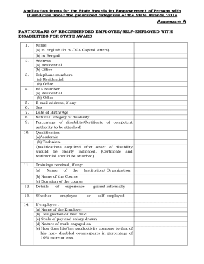 Fillable Online Application forms for the State Awards for Empowerment of ... Fax Email Print ...