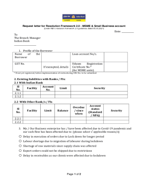Fillable Online Request letter for Resolution Framework 2.0 - MSME ...