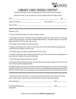Fillable Online Library Card Design Contest for Teens - Miami-Dade ...