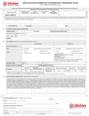 Fillable Online APPLICATION FORM FOR SYSTEMATIC TRANSACTIONS Ref. No ...