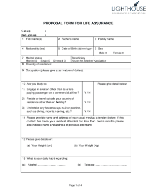 Fillable Online Group Life Assurance Proposal Form Fax Email Print ...