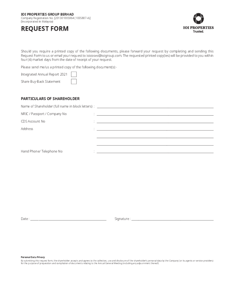 Fillable Online IOI Properties Group Berhad Company Registration No ...