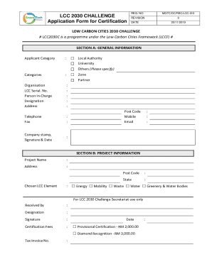Fillable Online LCC 2030 CHALLENGE REVISION 0 Application Form ...