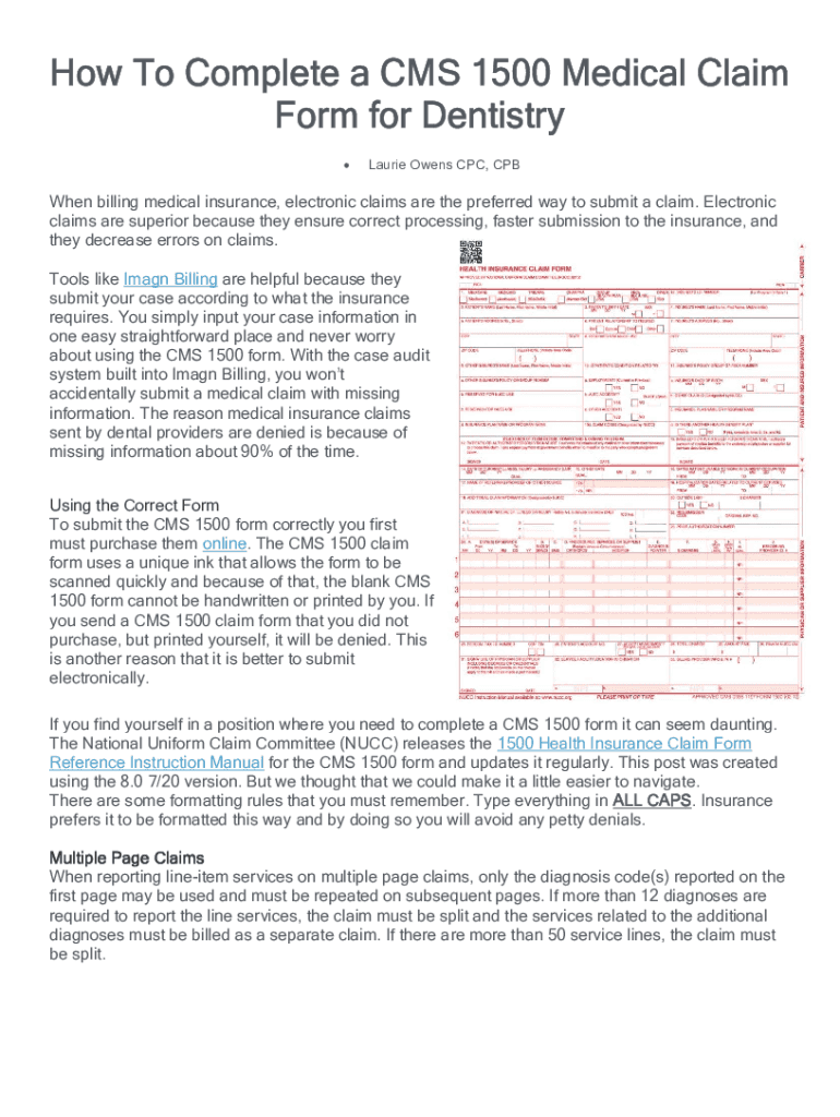 Fillable Online how to fill out a cms1500 form for dentistry.docx Fax ...