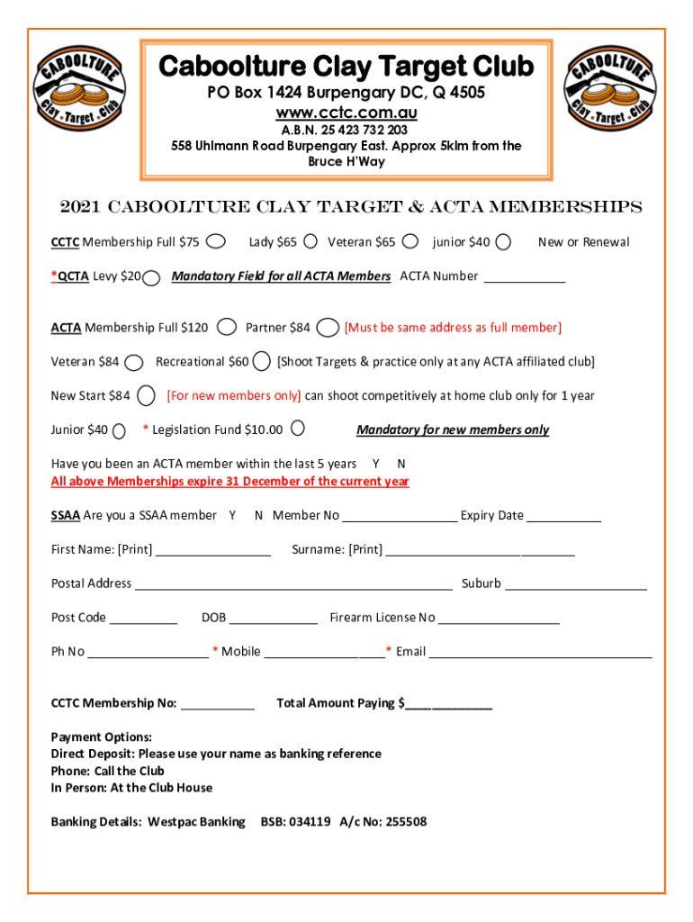 Fillable Online Fillable Online Caboolture Clay Target Club - HomeFacebook ... Fax Email Print ...