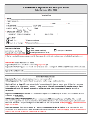 Fillable Online Paddle for the Border Registration Form ...