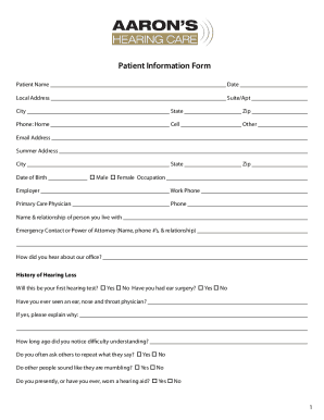 Fillable Online Fillable Online FREE 10+ Sample Patient Information ...