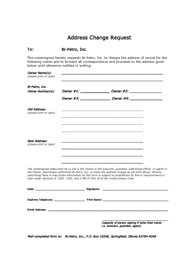 Fillable Online Address Change Request FINAL FORM.doc Fax Email Print - pdfFiller