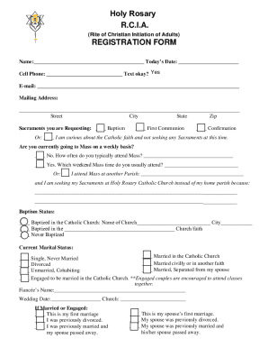 Fillable Online (Rite of Christian Initiation of Adults) REGISTRATION ...