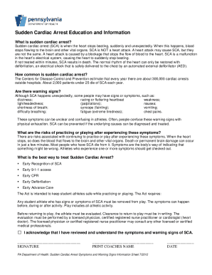 Fillable Online Sudden Cardiac Arrest Education and Information What is ...