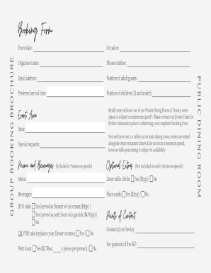 Fillable Online Group Booking Form 2020 Fax Email Print - pdfFiller
