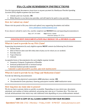 Fillable Online FSA Reimbursement: Filing Claims, Rules and Deadlines ...