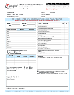 Fillable Online ICS Physicians Examination Form Fax Email Print - pdfFiller
