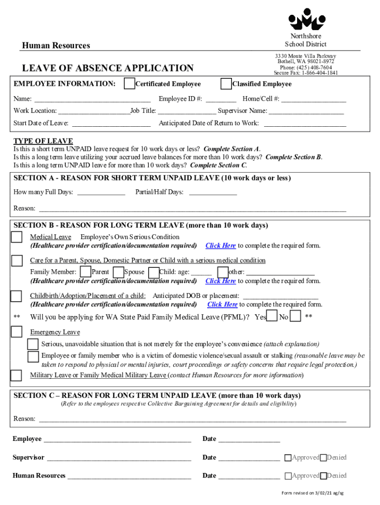 Fillable Online APPLICATION FOR LEAVE OF Last Revised: 10/18/2019 ...