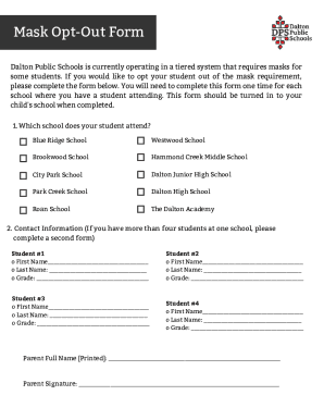 Fillable Online Mask Opt-Out Form Fax Email Print - pdfFiller