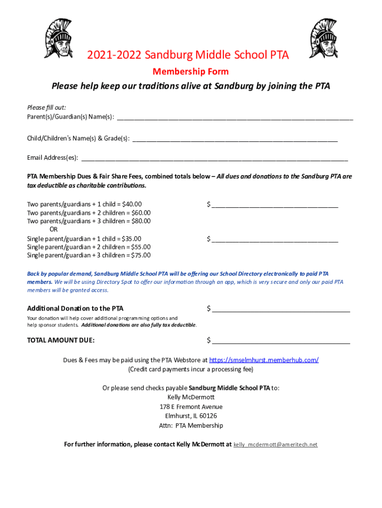 Fillable Online 2021-22 PTA Membership Form Fax Email Print - pdfFiller