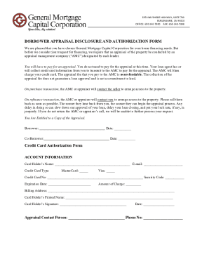 Fillable Online BORROWER APPRAISAL DISCLOSURE AND AUTHORIZATION FORM ...