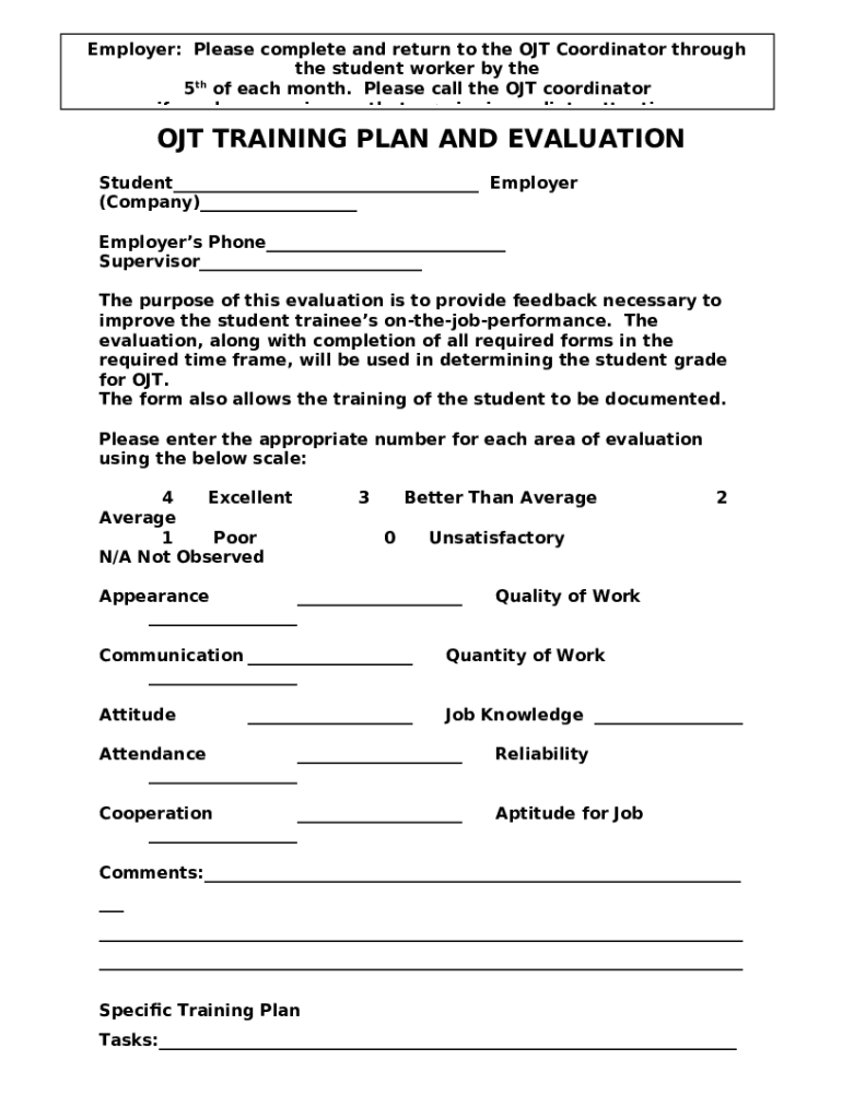 OJT Contract with Training Plan Template - Mass.gov Doc Template ...