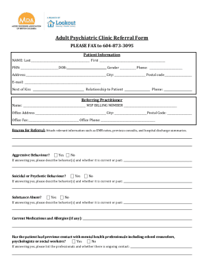 Fillable Online Adult Psychiatric Clinic Referral Form - mdabc.net Fax ...