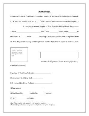 Fillable Online Proforma for Residential/Domicile Certificate Applicable ... Fax Email Print ...