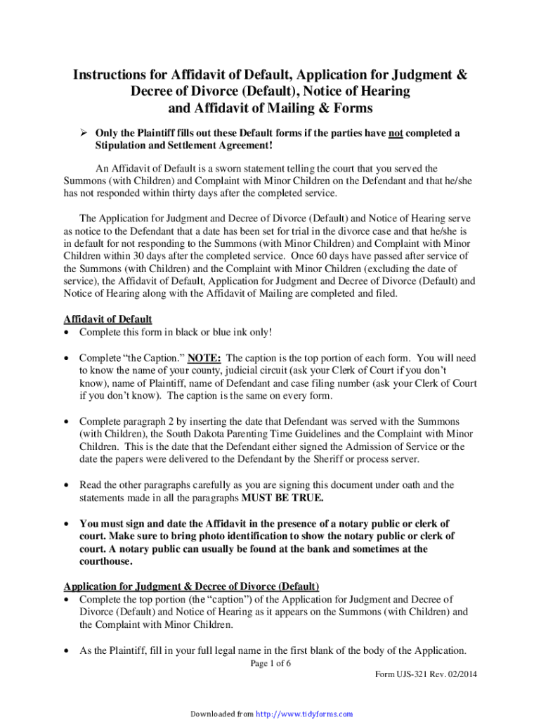 Fillable Online Instructions for Judgment and Decree of Divorce ...