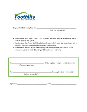 Fillable Online Request for Mask Exemption for Fax Email Print - pdfFiller