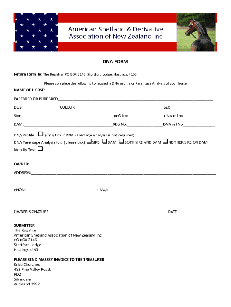 Fillable Online DNA FORM - asanz.co.nz Fax Email Print - pdfFiller