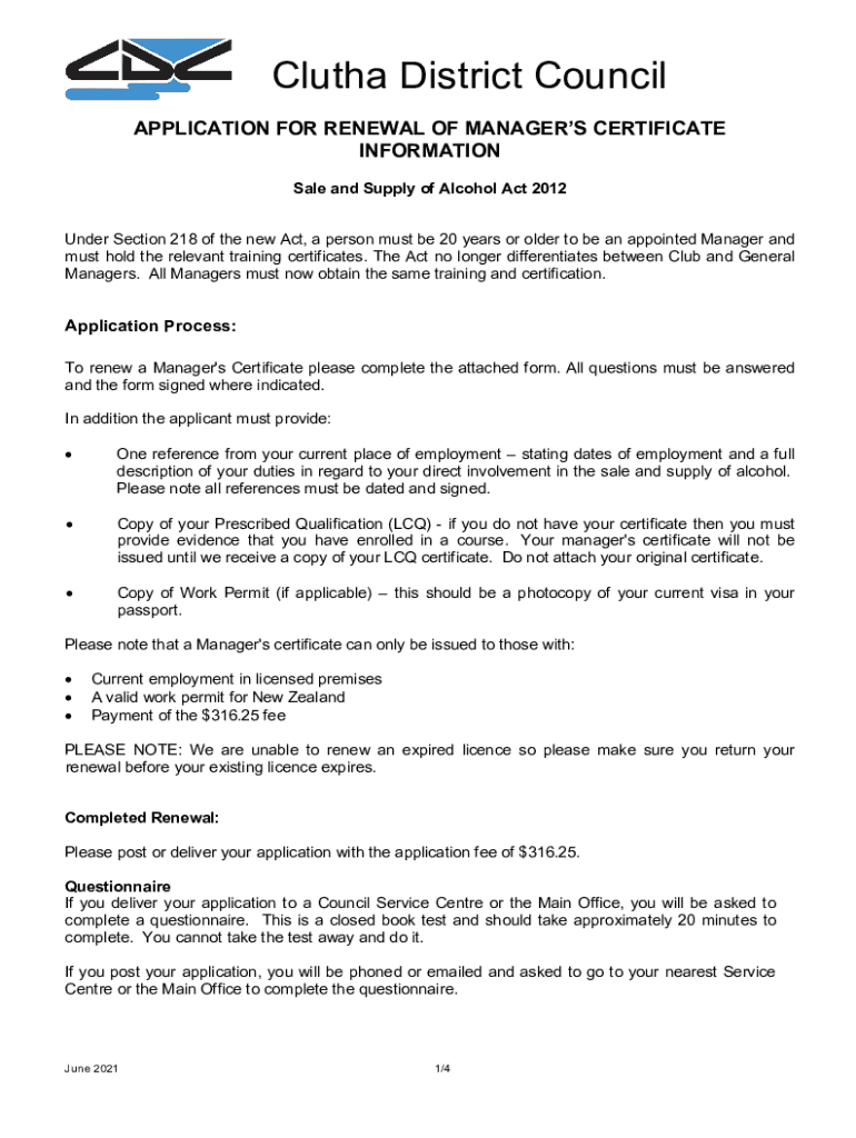 Fillable Online FORM 19 - APPLICATION FOR RENEWAL OF MANAGERS ...