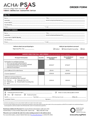 Fillable Online Order Form - ACHA Fax Email Print - pdfFiller