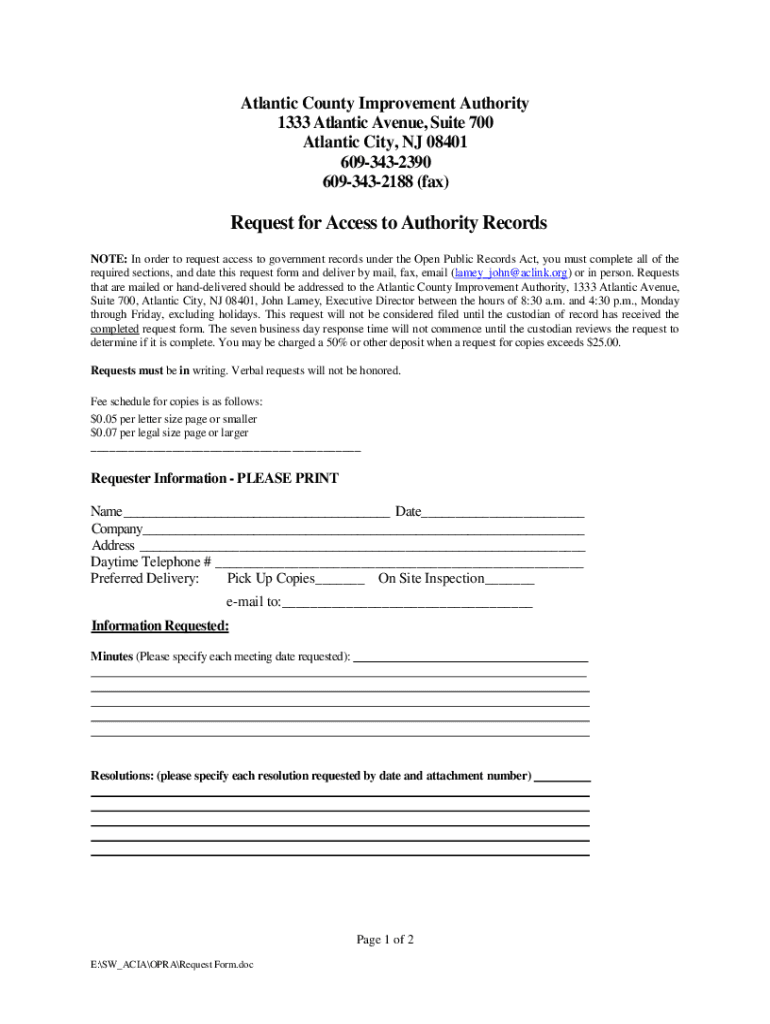 Fillable Online The Atlantic County Improvement Authority Company Profile ... Fax Email Print ...