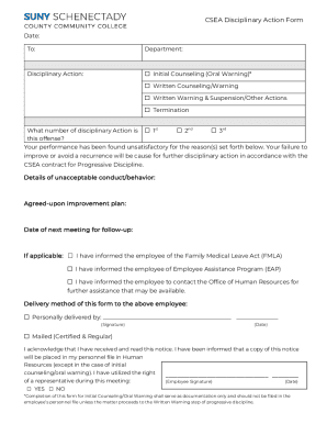 Fillable Online CSEA Disciplinary Action Form Fax Email Print - pdfFiller