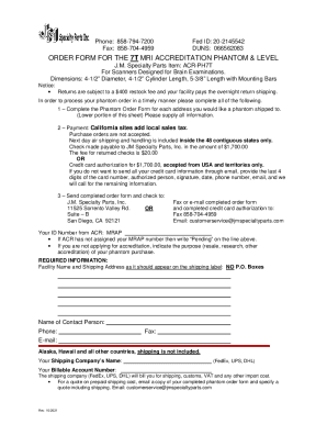 Fillable Online Fillable Online order form for the large mri ...