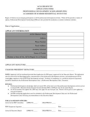 Fillable Online regions acsa Professional Development Fund Application ...