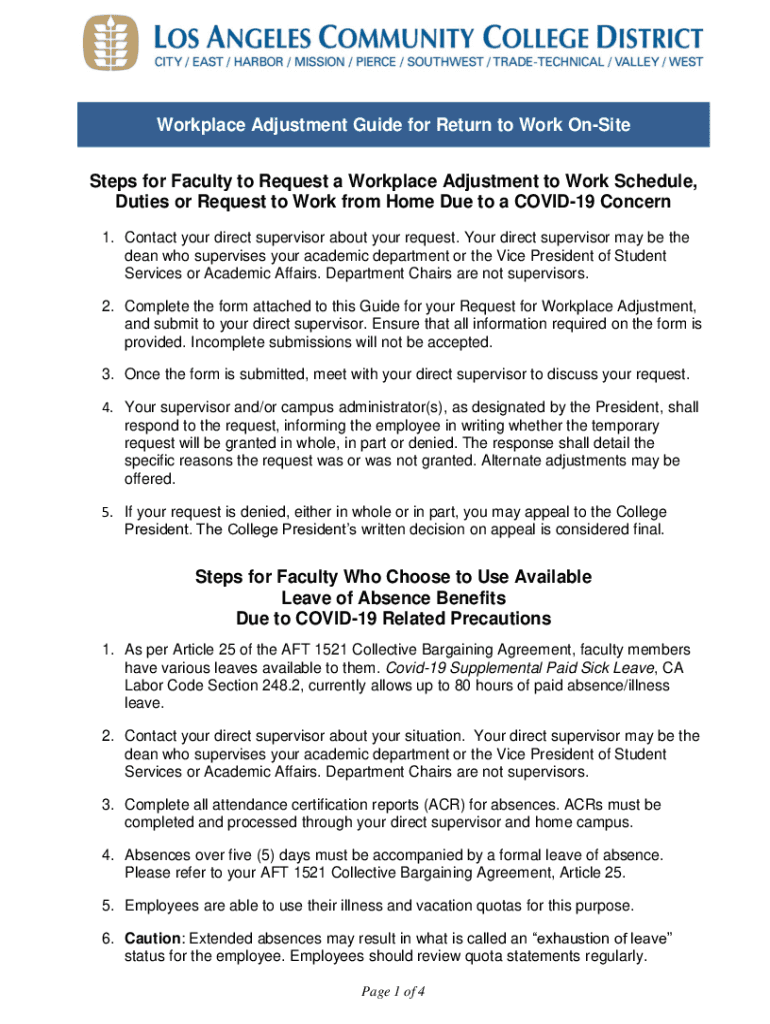 Fillable Online WORKPLACE ADJUSTMENT FORM FOR FACULTY USE Fax Email ...