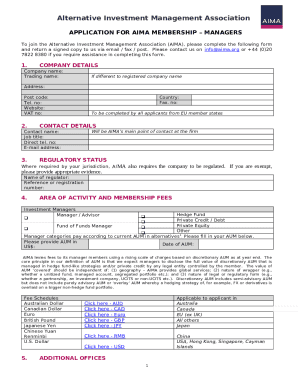 APPLICATION FOR AIMA MEMBERSHIP Doc Template | pdfFiller