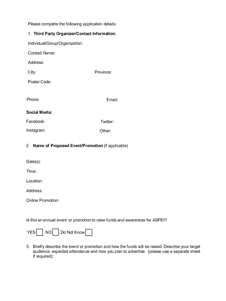 Fillable Online ASPEI Third Party Event Fundraising Application Form ...