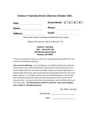 Fillable Online Fillable Online Andover Township Forms and Applications ...